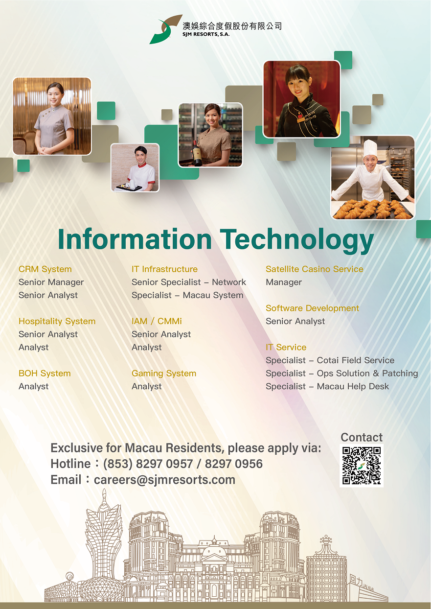 [Full Time] SJM Resorts, S.A. - Information Technology